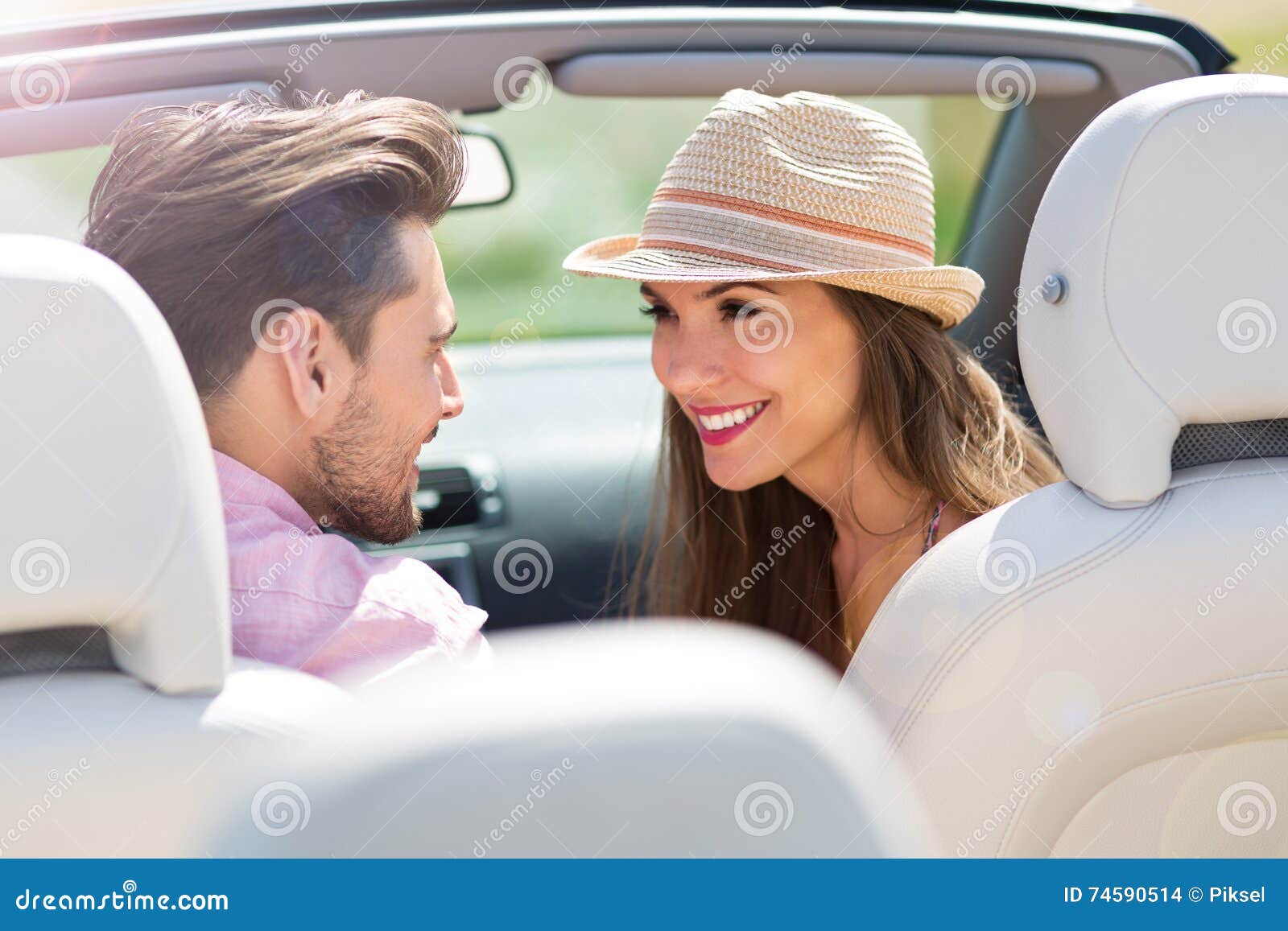 Couple Enjoying a Drive in a Convertible Stock Photo - Image of people ...