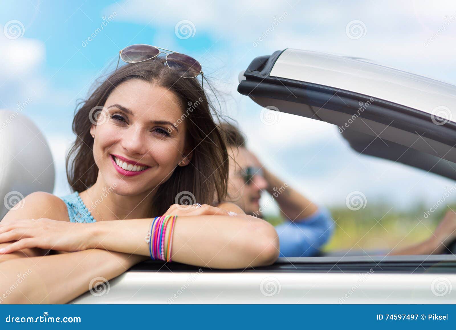 Couple Enjoying a Drive in a Convertible Stock Image - Image of driving ...