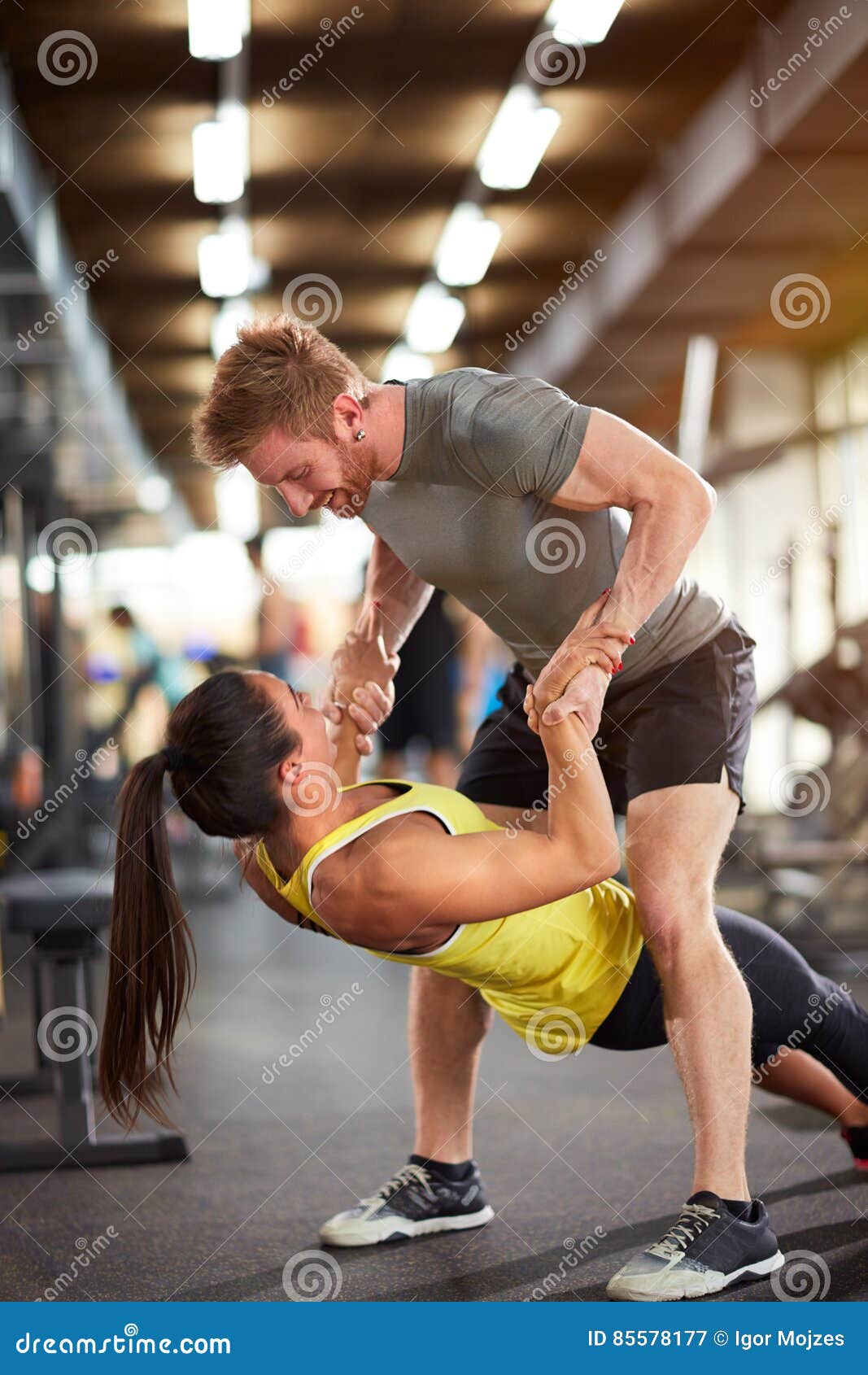 Couple Enjoying in Exercising Together Stock Image - Image of ...