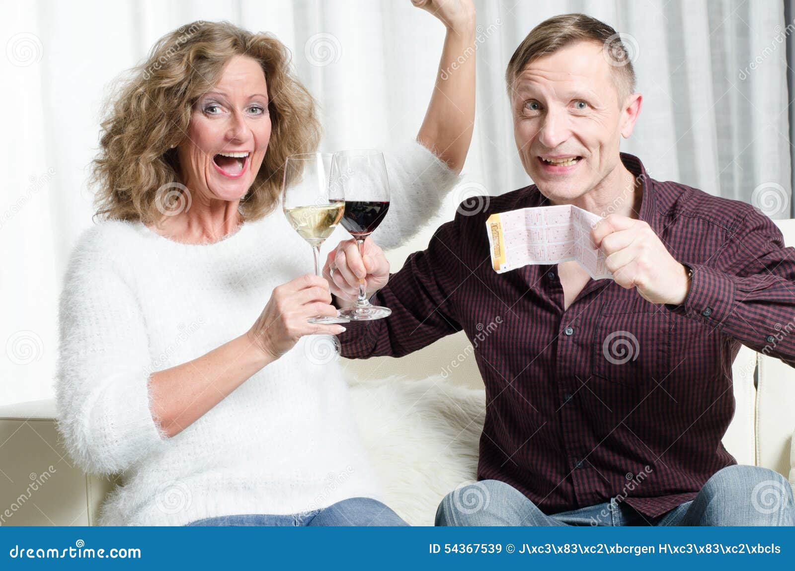 Couple is Enjoying Lottery Win Stock Image - Image of love, relax: 54367539