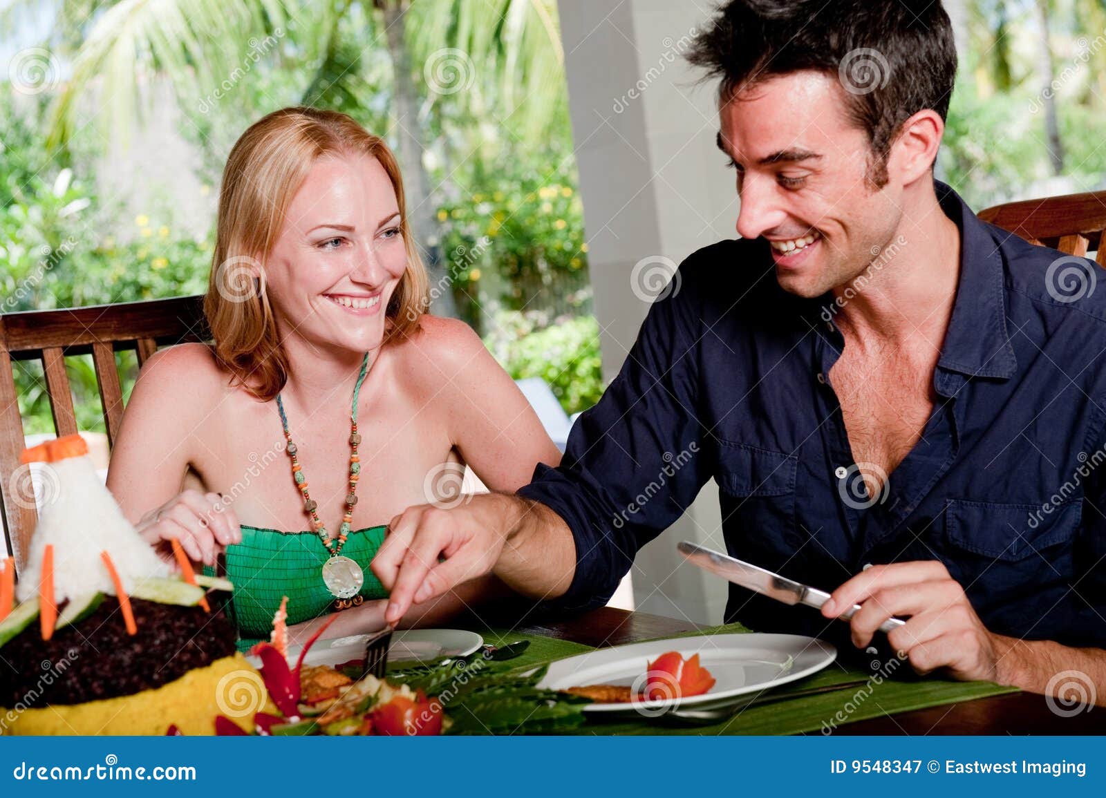 Couple Enjoying Lunch stock image. Image of meal, dinner - 9548347