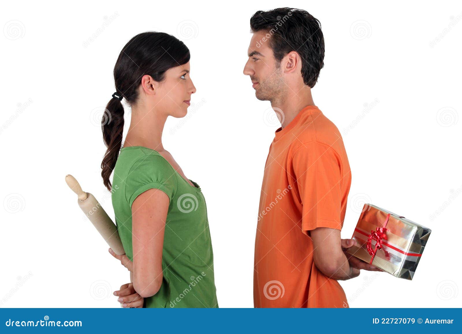 Couple exchanging gifts stock image. Image of christmas - 22727079