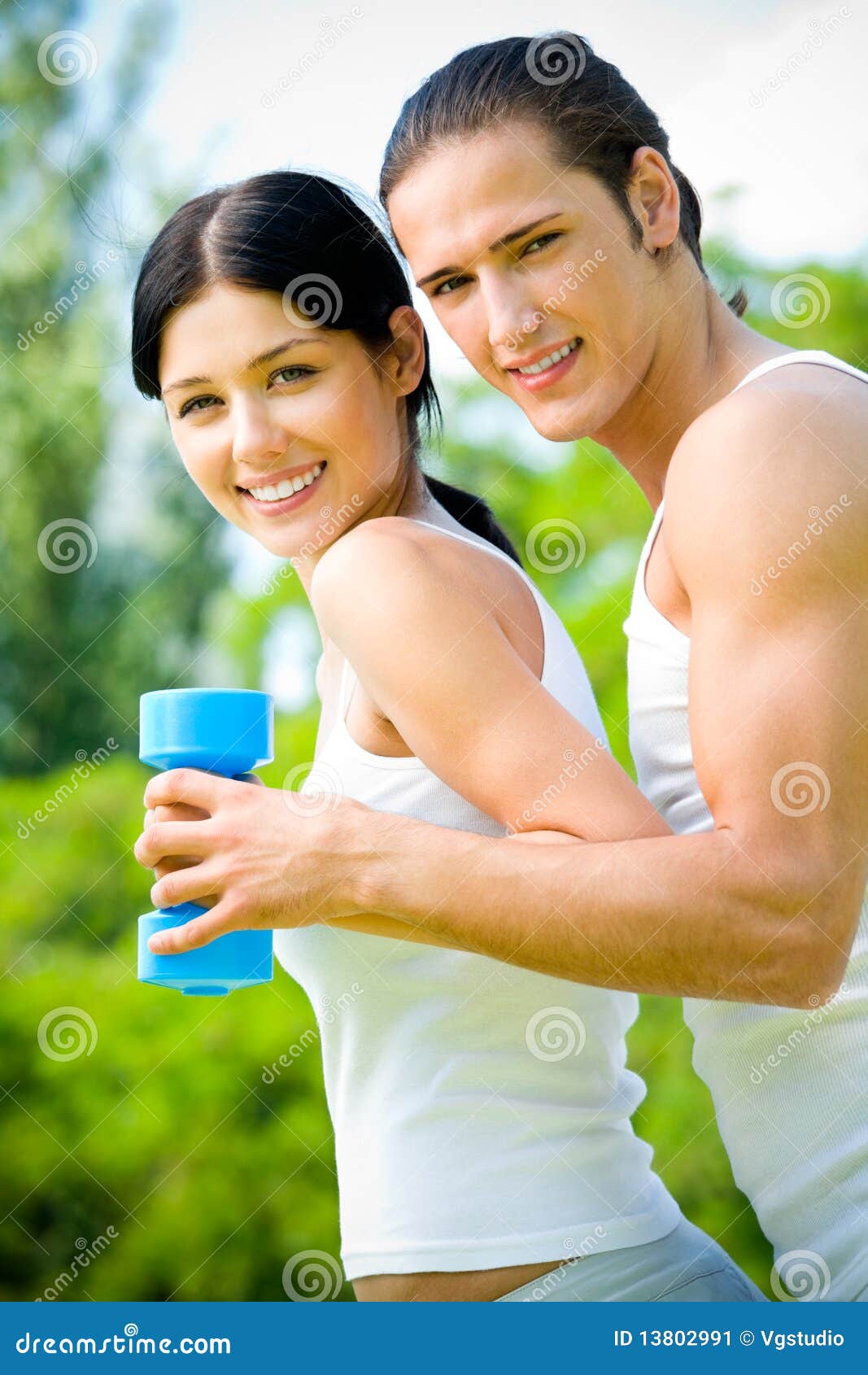 Couple exercising stock image. Image of joyful, active - 13802991