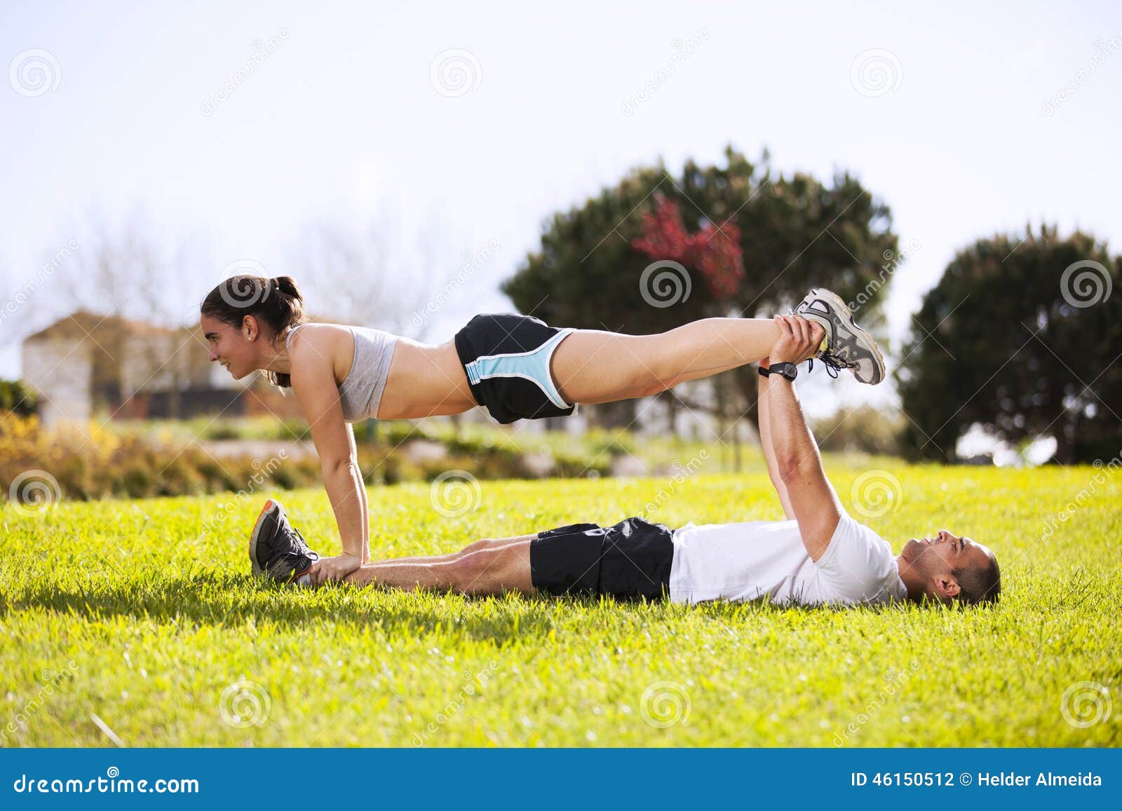 Couple Exercising at the Park Stock Photo - Image of leisure, healthy ...