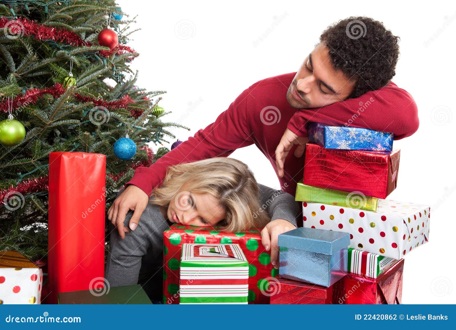 Couple Exhausted from Christmas Stock Photo - Image of white, exhausted ...