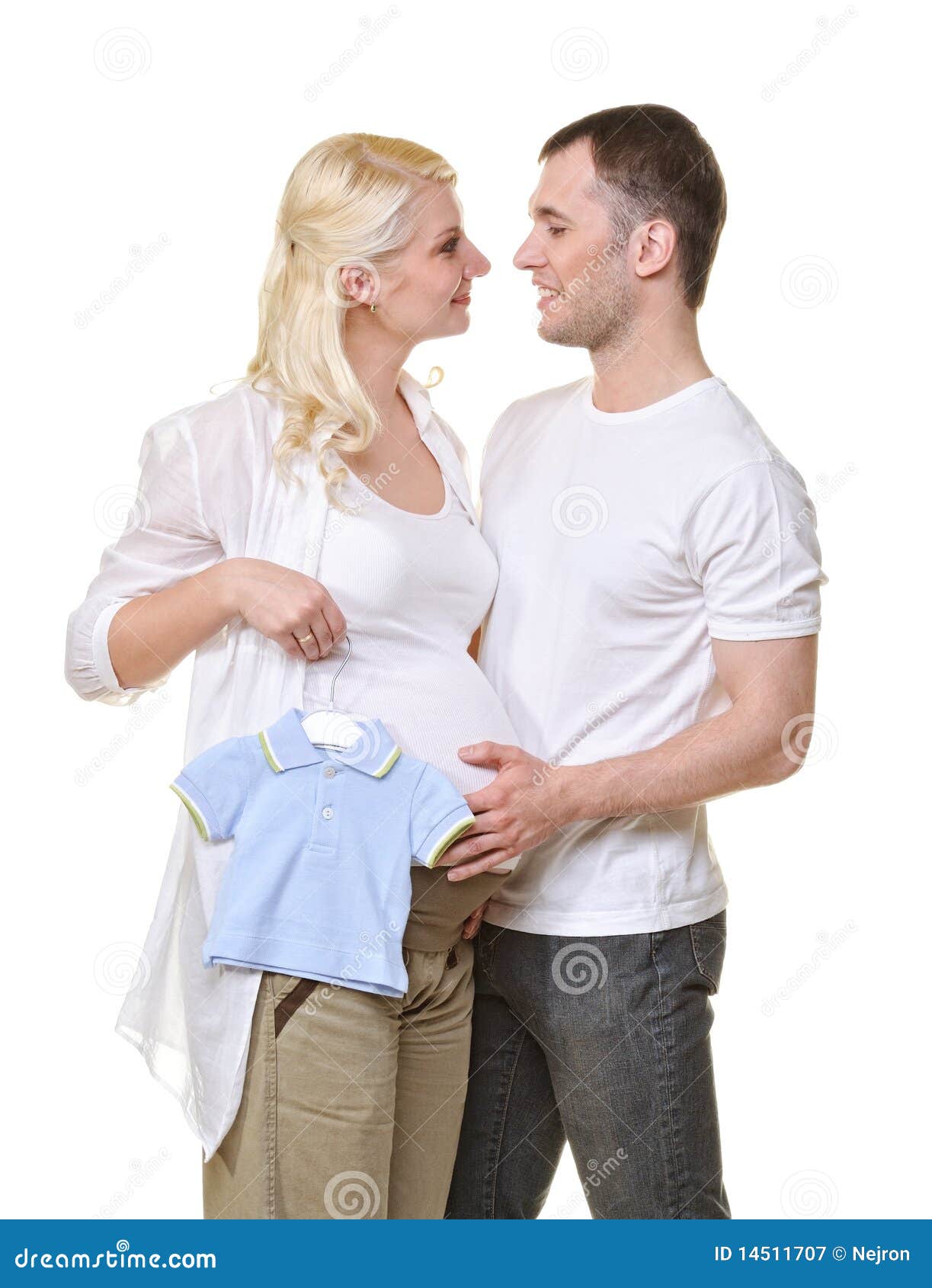 Couple Expecting a Baby Boy Stock Image - Image of expecting, hand ...