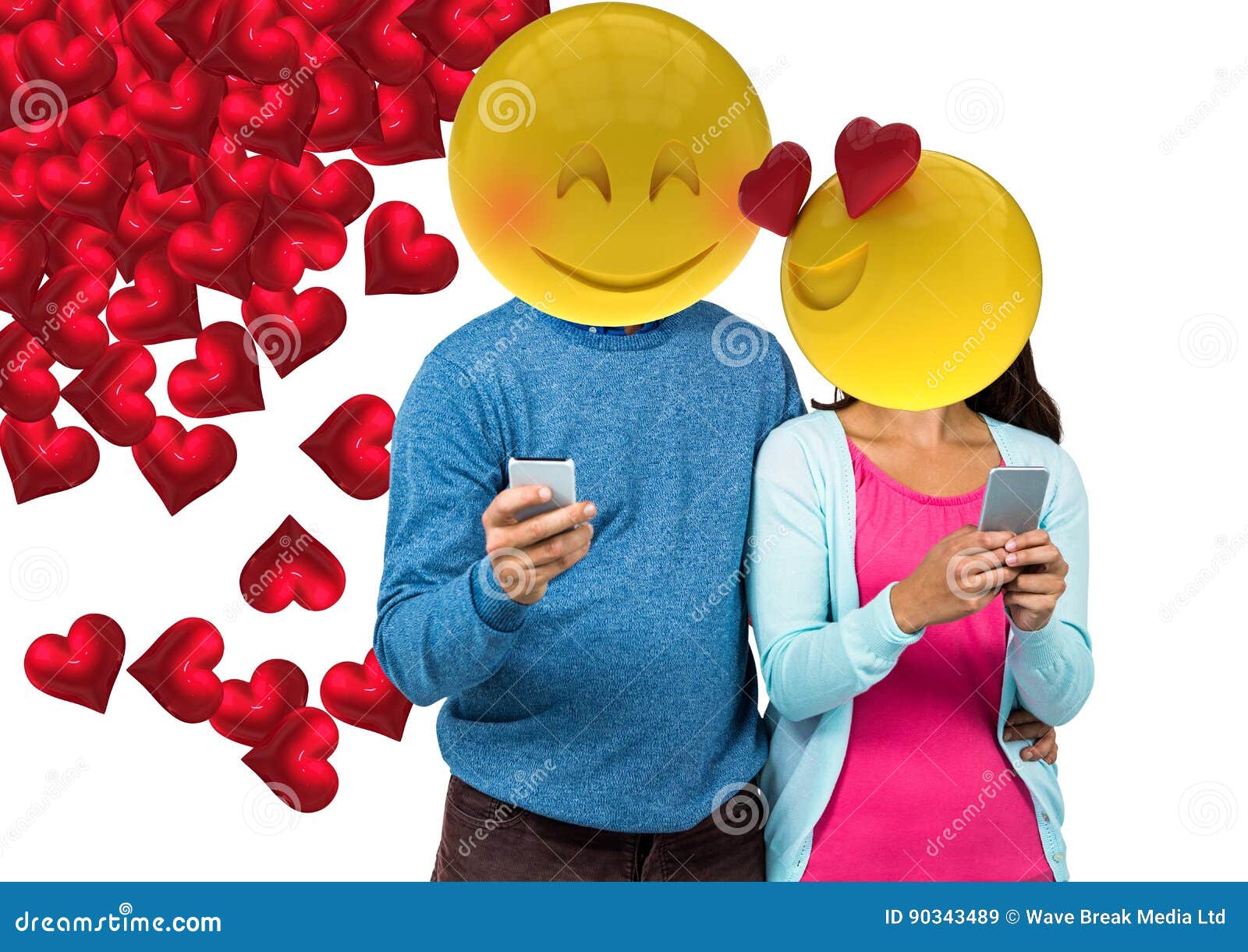 Couple Feeling in Love. Emoji Face Stock Illustration - Illustration of ...