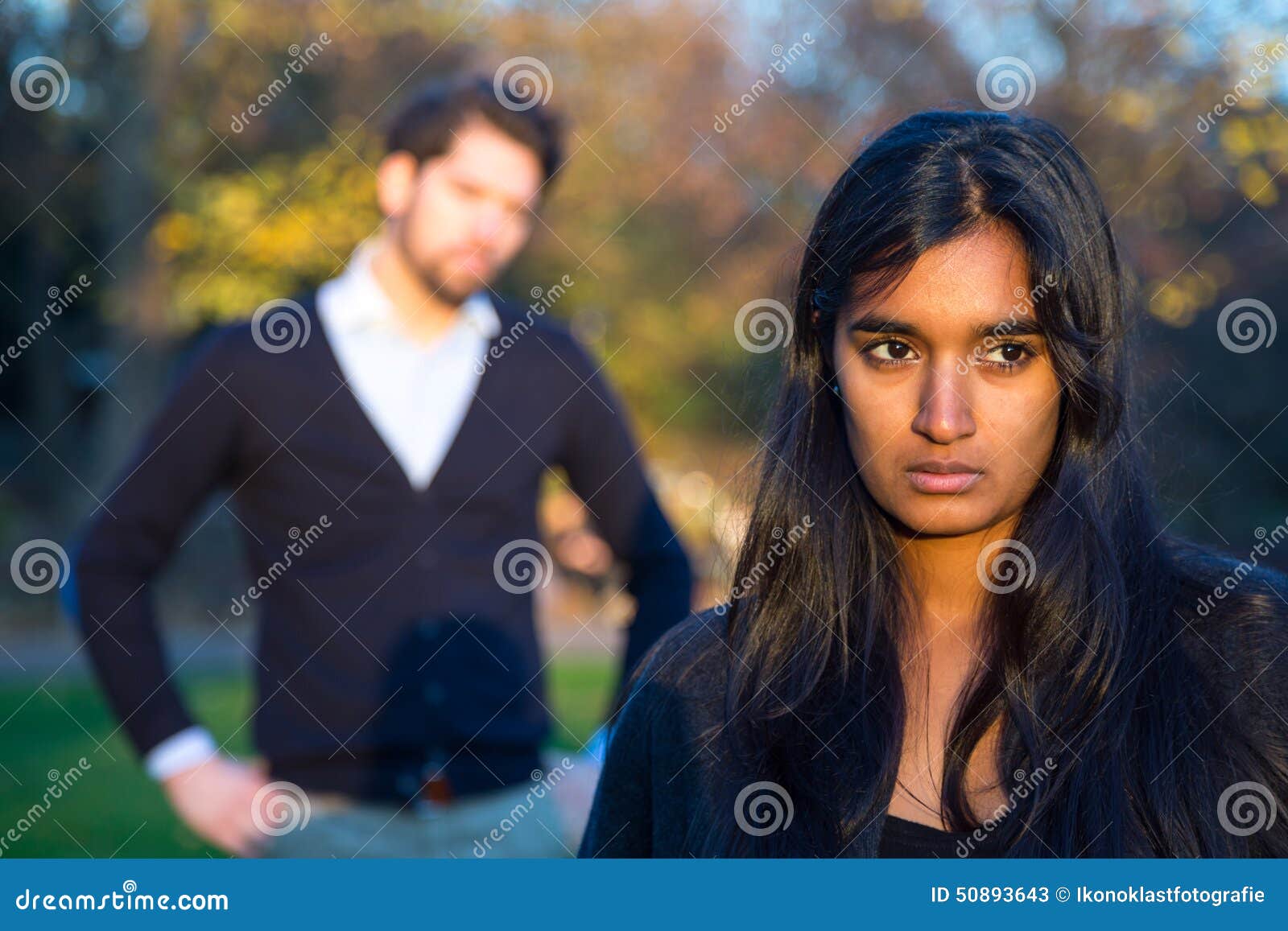 Couple after a Fight Outside in a Park Stock Image - Image of oriental ...