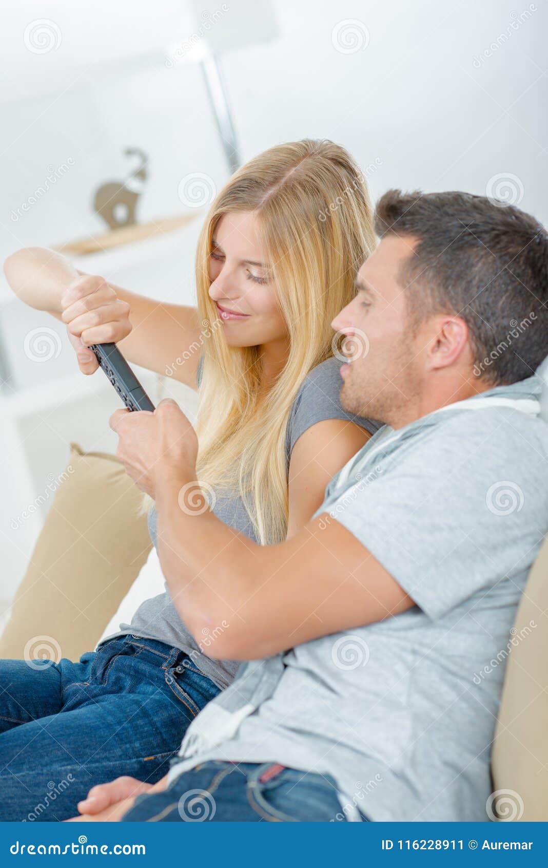 Couple Fighting for Remote Control Stock Image - Image of couple ...