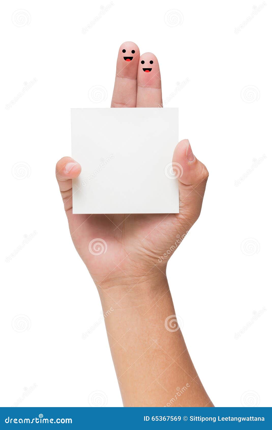 Couple of Fingers with Painted Smiley Holding Note Stock Image - Image ...