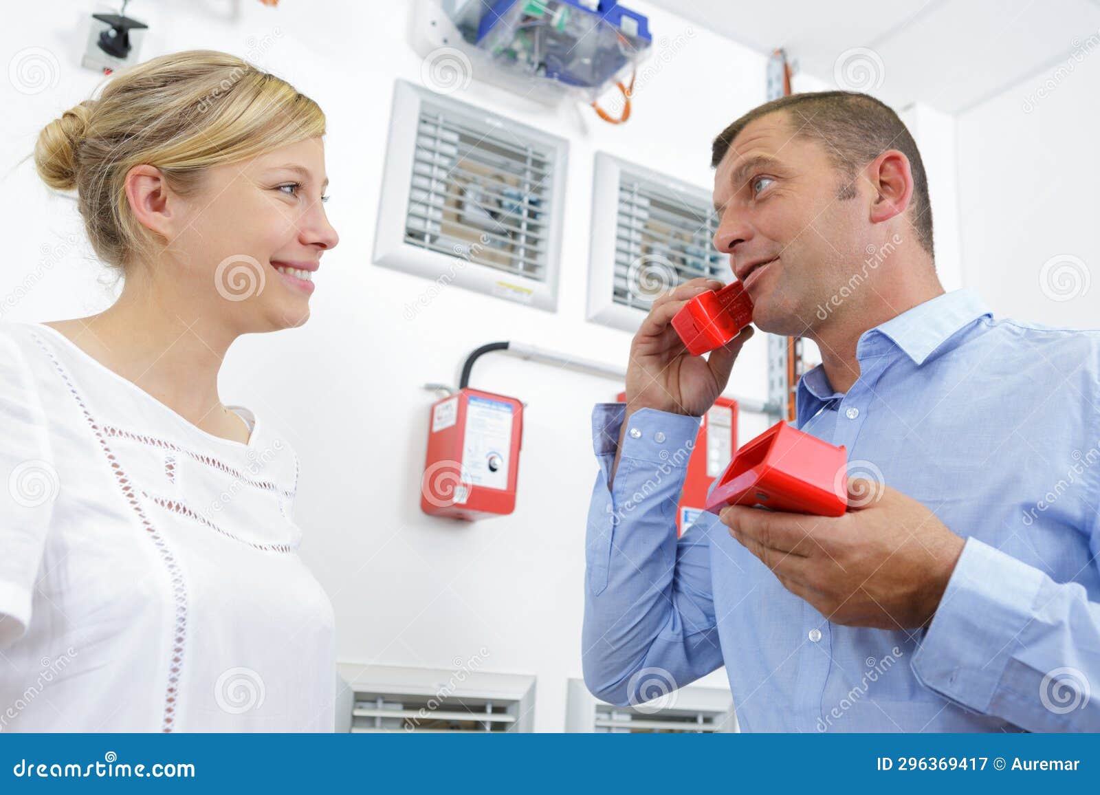 Couple during Fire Exit Concept Stock Image - Image of warning ...
