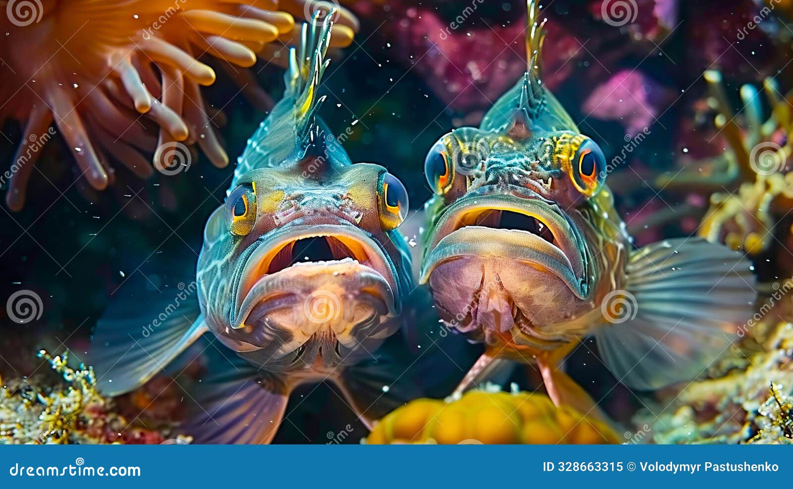 A Couple of Fish that are Standing Next To Each Other Stock Image ...