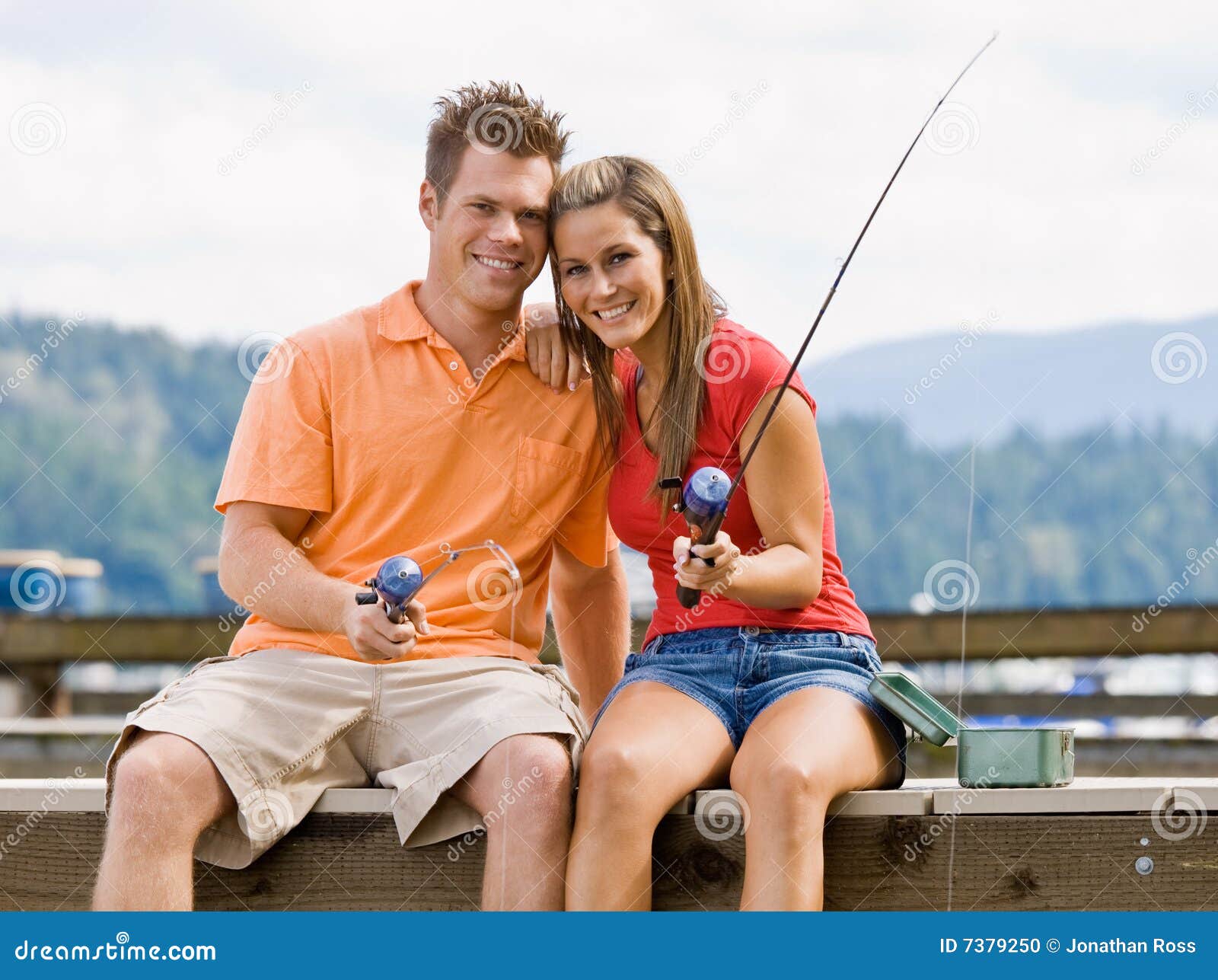 Couple Fishing On Pier Stock Image | CartoonDealer.com #7379233