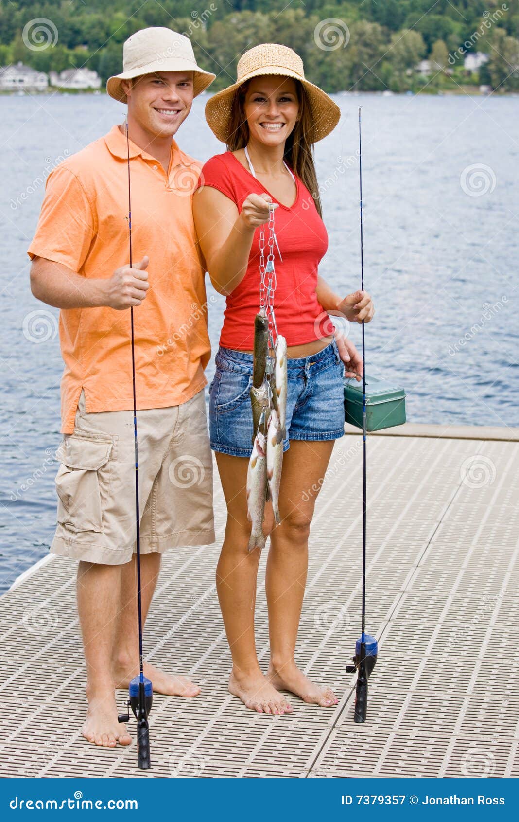 Couple fishing on pier stock image. Image of lake, pier - 7379357