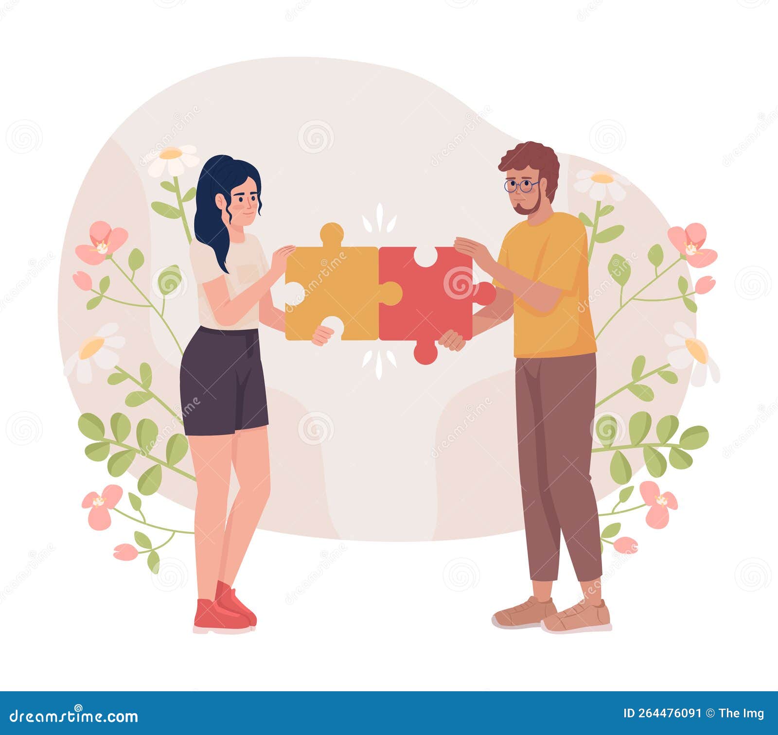 Couple Fixing Relationship Flat Concept Vector Illustration Stock ...