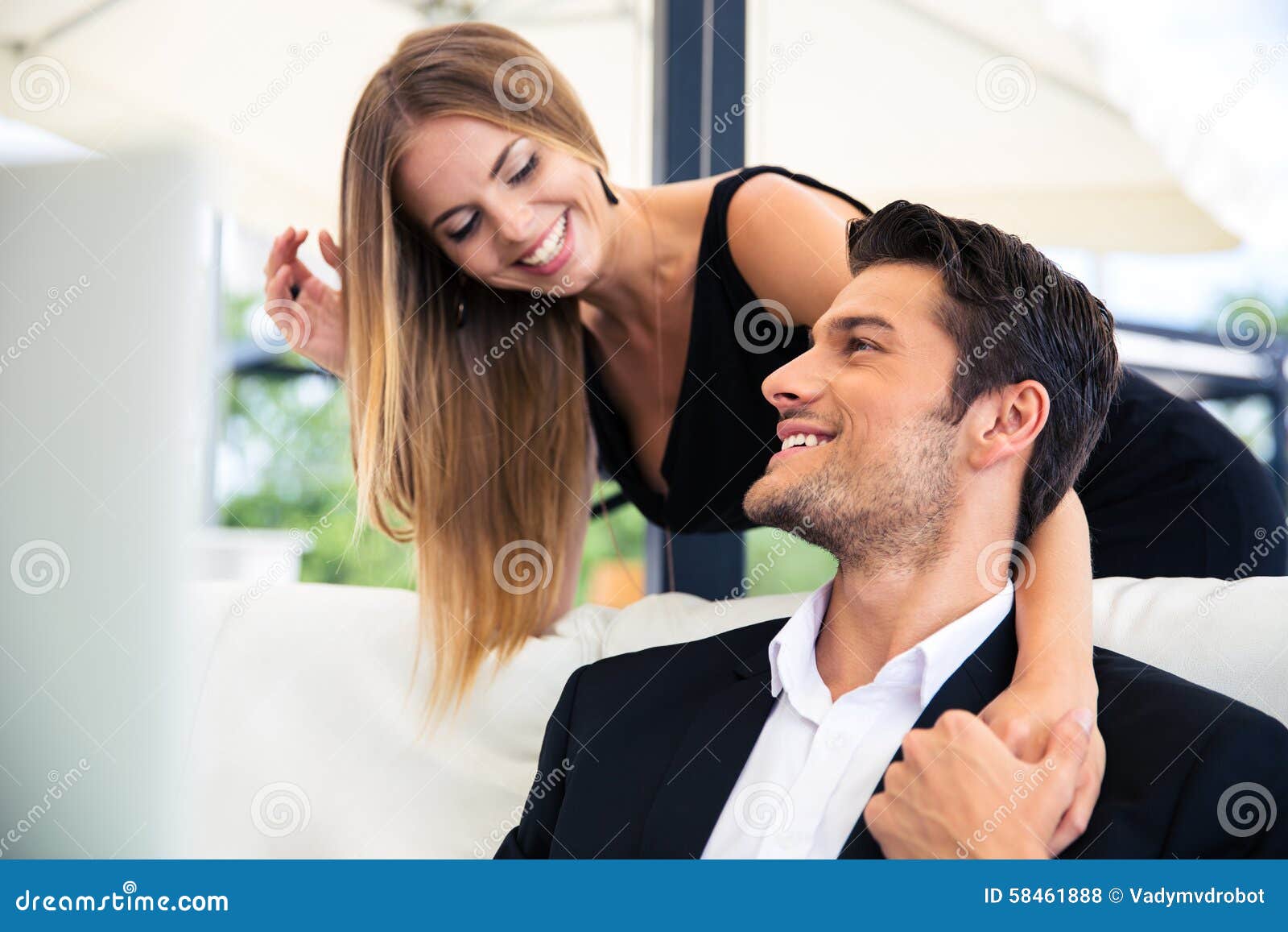 Couple Flirting in Restaurant Stock Photo - Image of adult, happy: 58461888