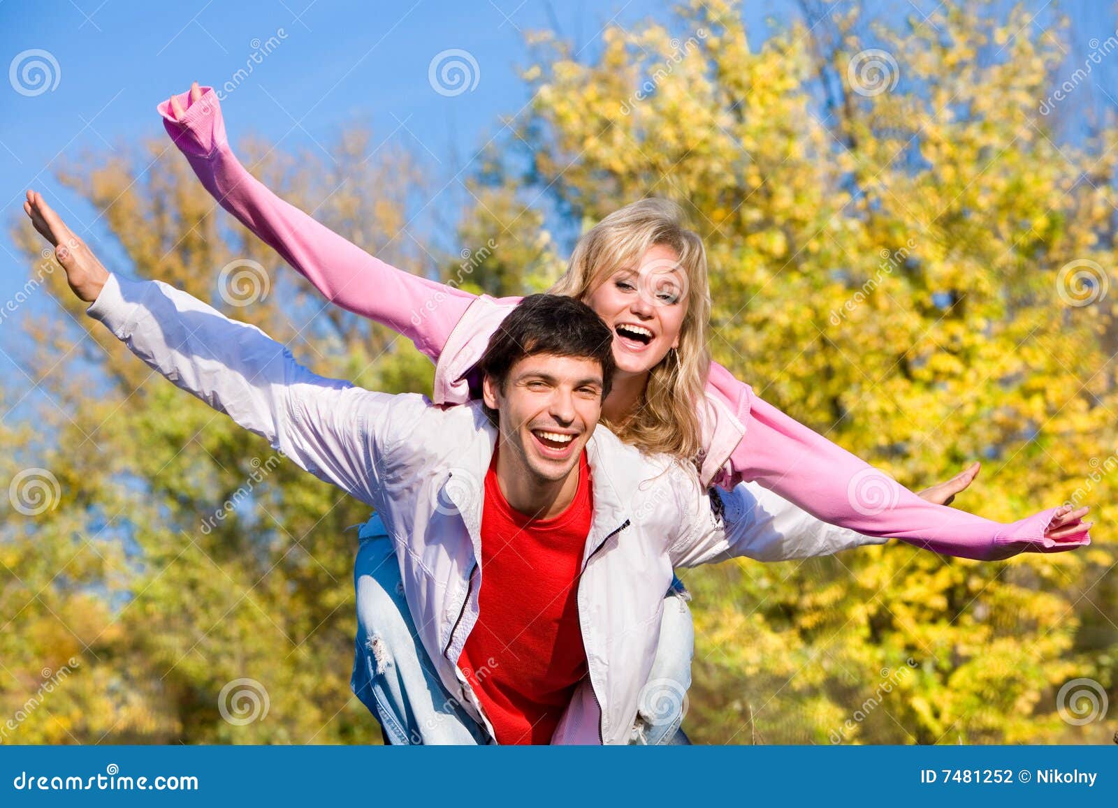 A couple flying stock photo. Image of euphoria, emotional - 7481252