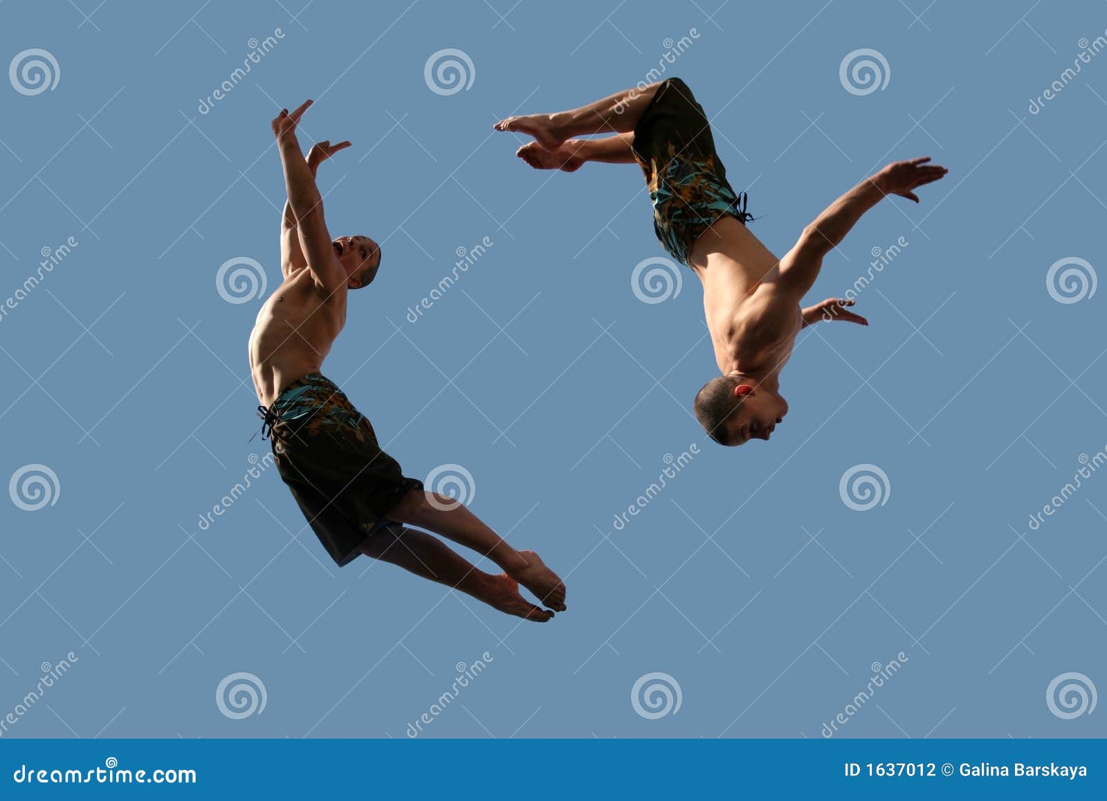 Couple of flying boys stock photo. Image of exercise, flying - 1637012
