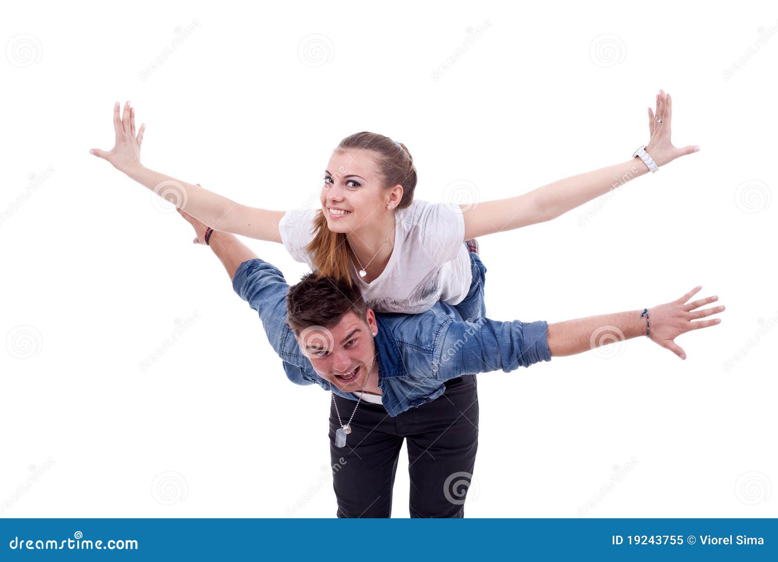Couple flying together stock image. Image of copyspace - 19243755