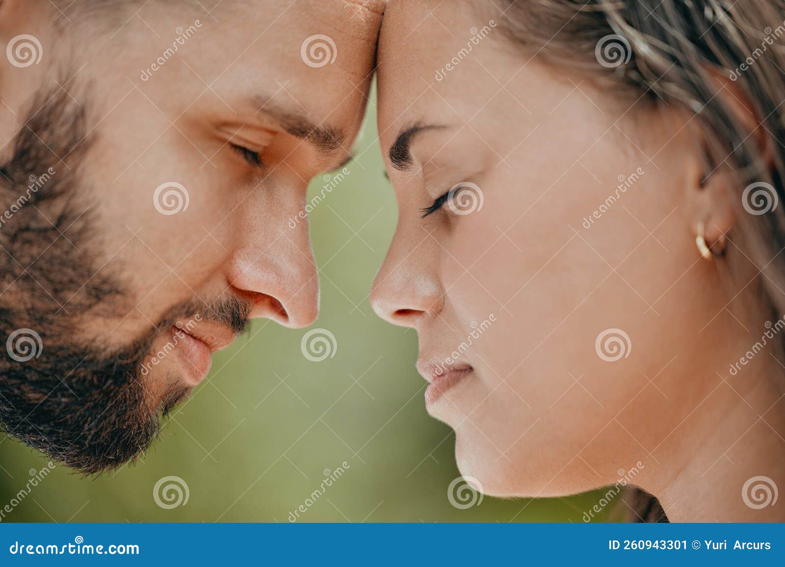 Couple Forehead And Love For Care Relationship Or Support In Romance