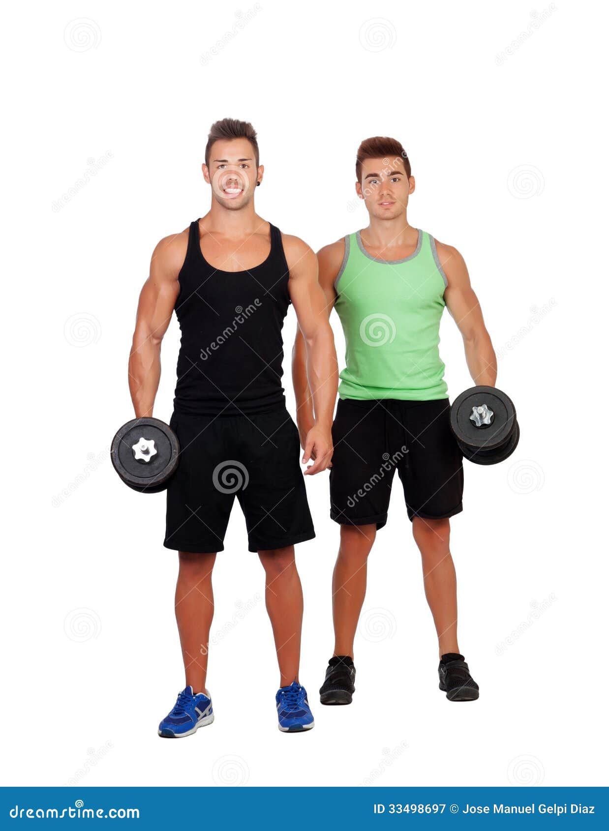 Couple of Friends Lifting Weights Stock Image - Image of person ...
