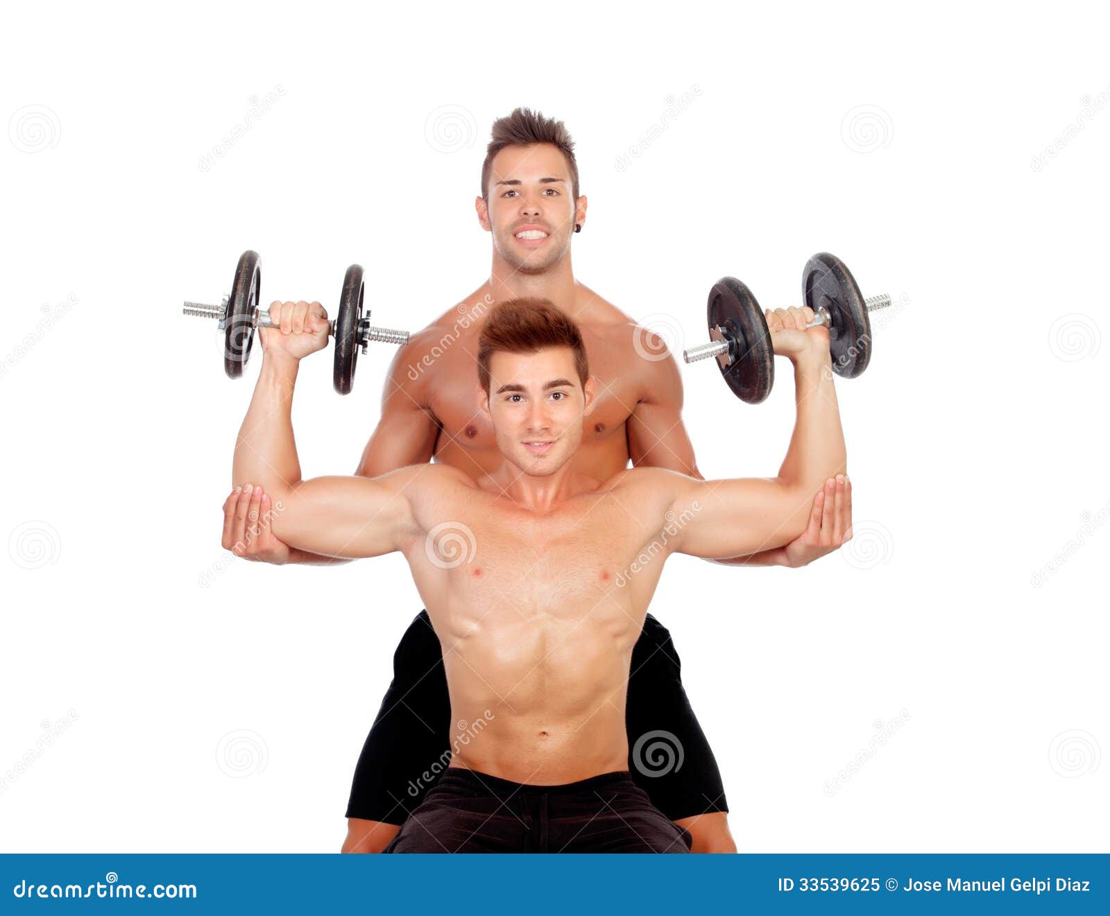 Couple of Friends Lifting Weights Stock Image - Image of happy, adult ...