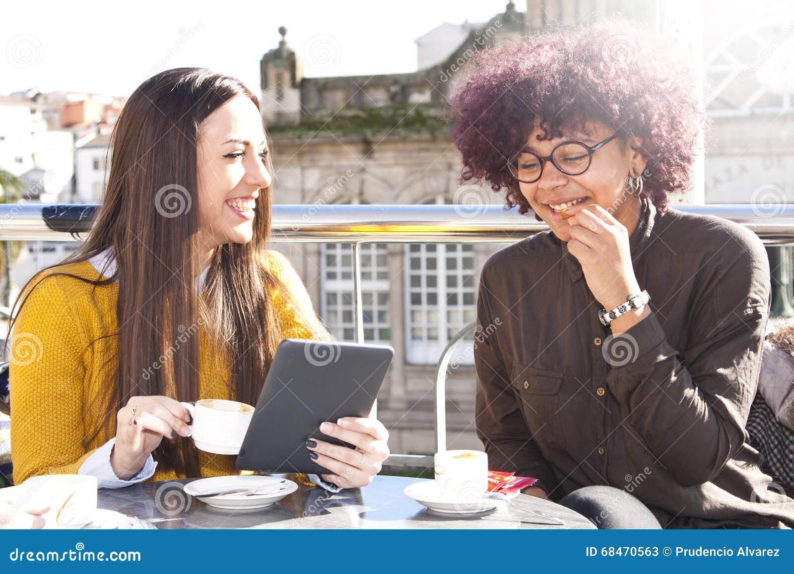 Couple of friends stock image. Image of interactive, coffee - 68470563