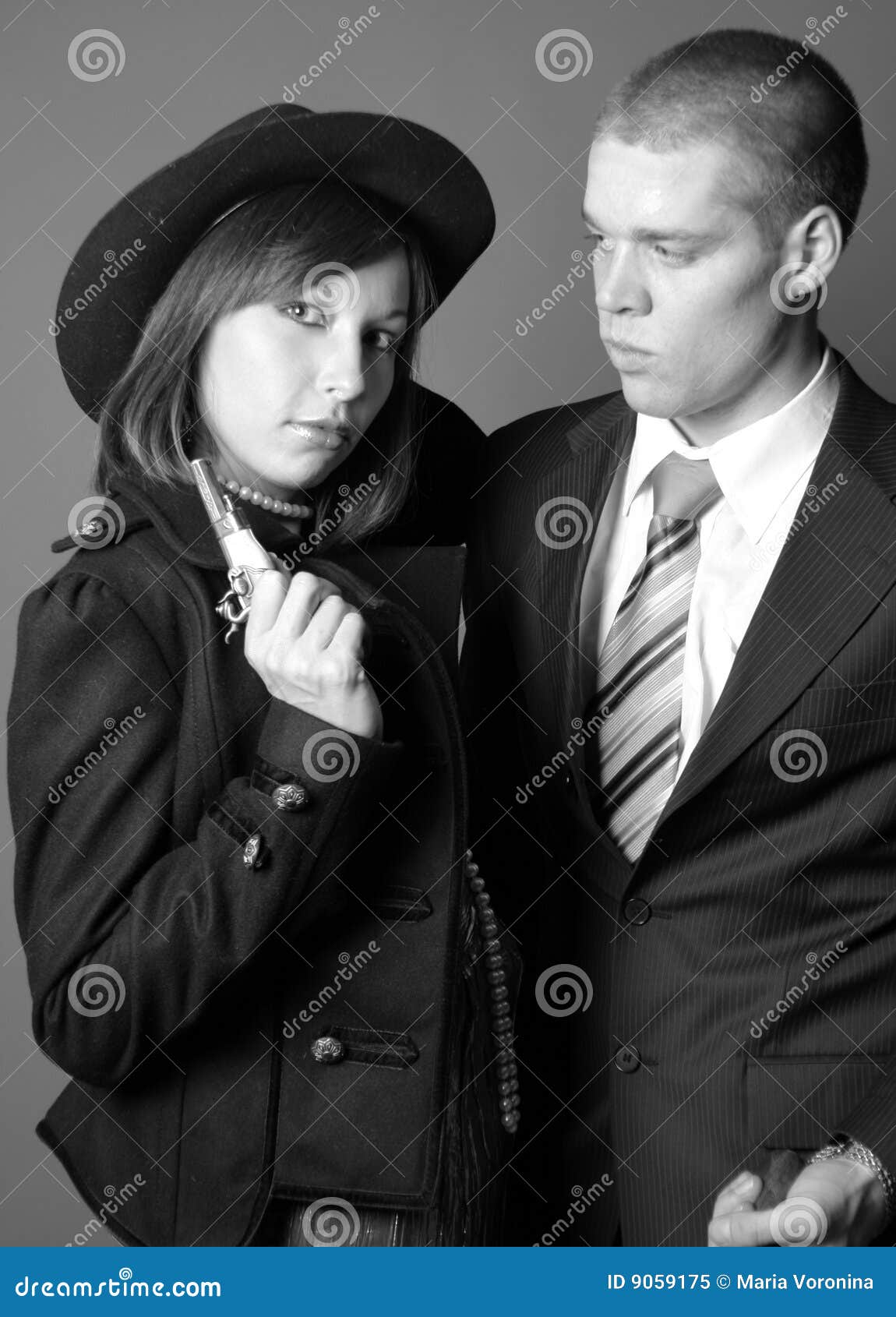 Couple of gangsters stock image. Image of accessory, cute - 9059175