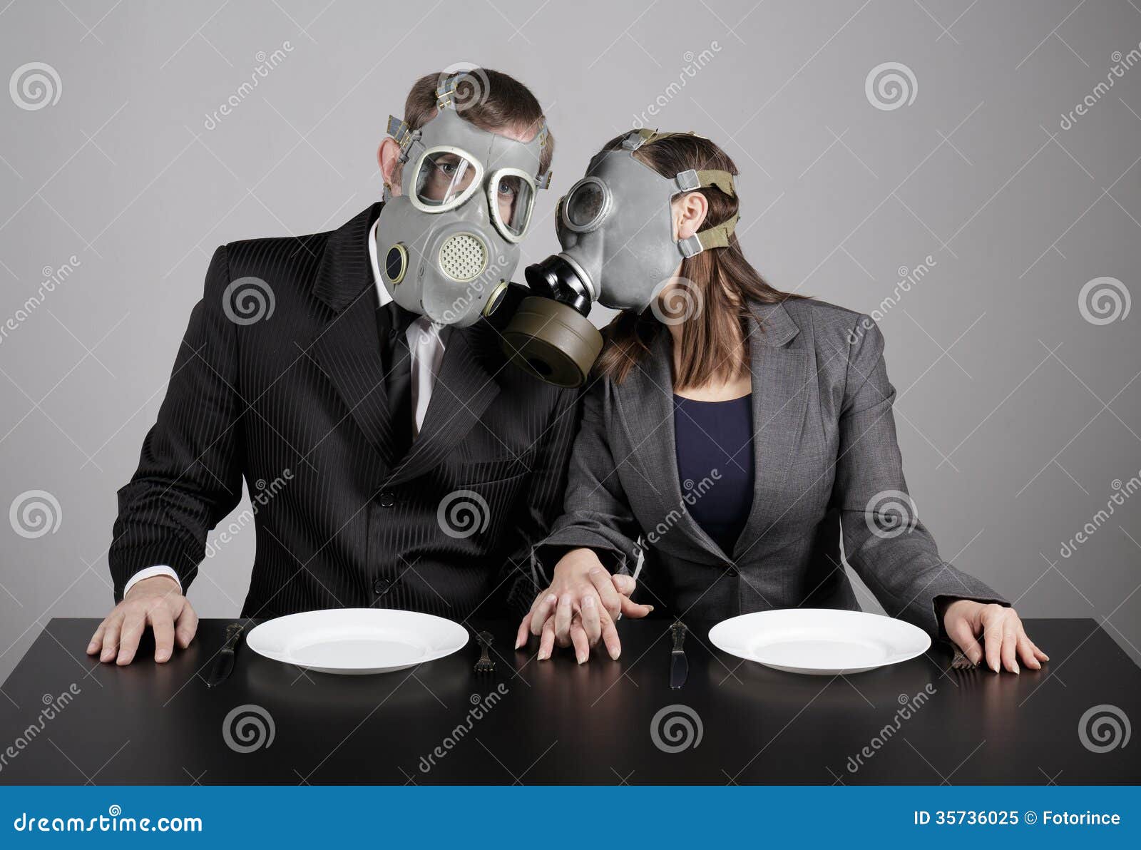 Couple at gas masks stock image. Image of concept, crazy - 35736025