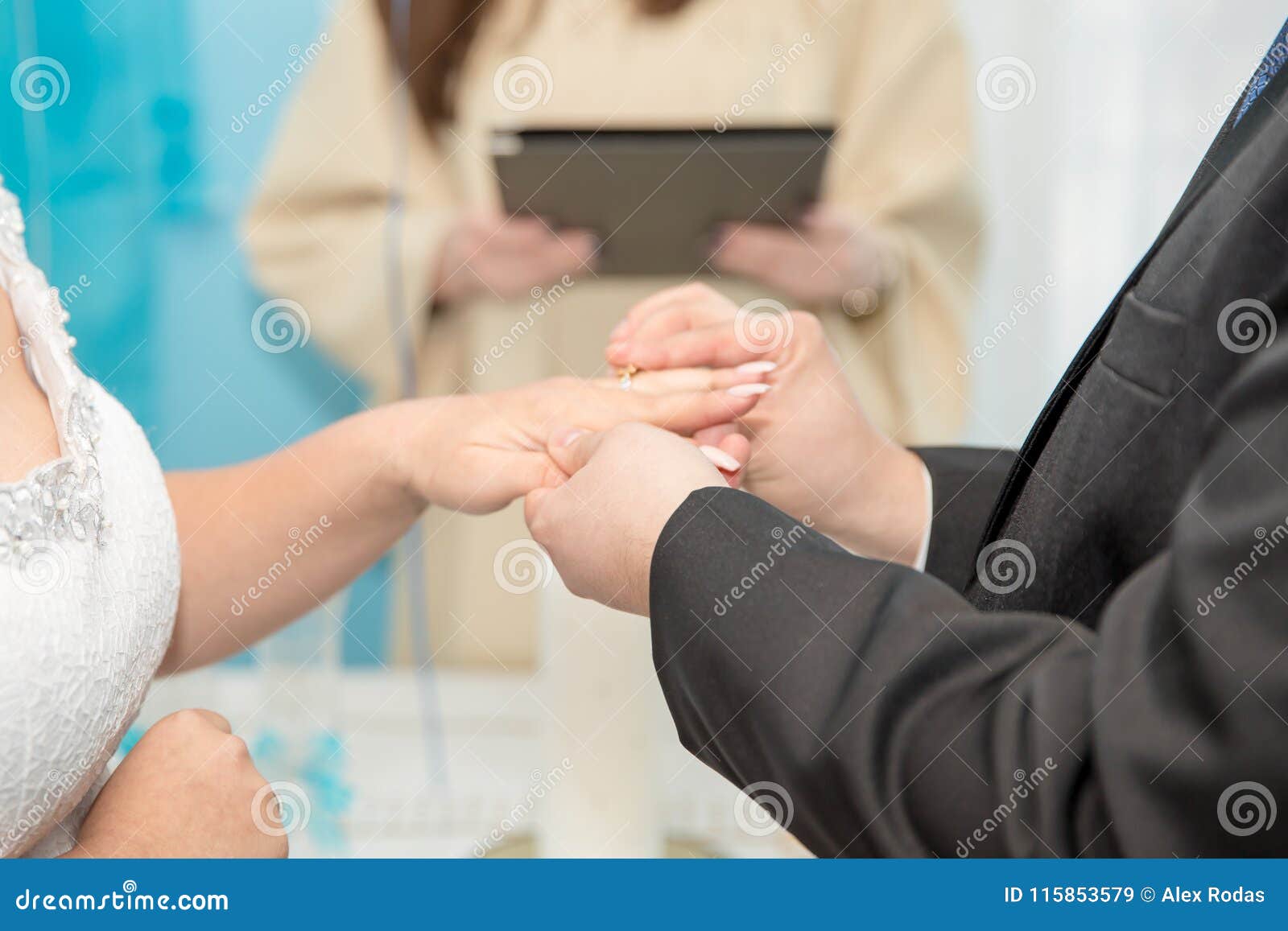 Wedding Ceremony with Rings and Lawyer Stock Image - Image of ...