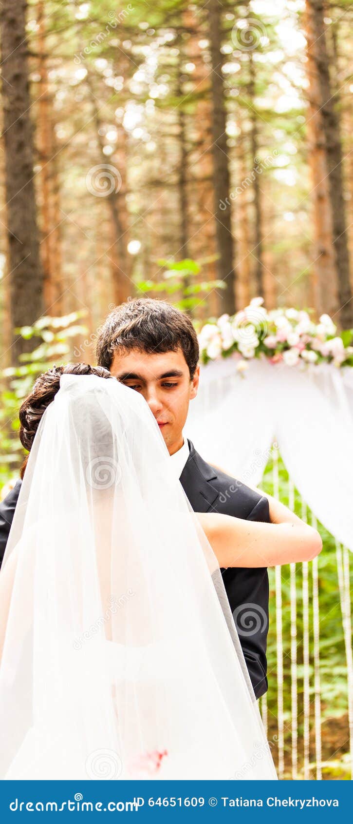 Couple Getting Married at an Outdoor Wedding Stock Image - Image of ...