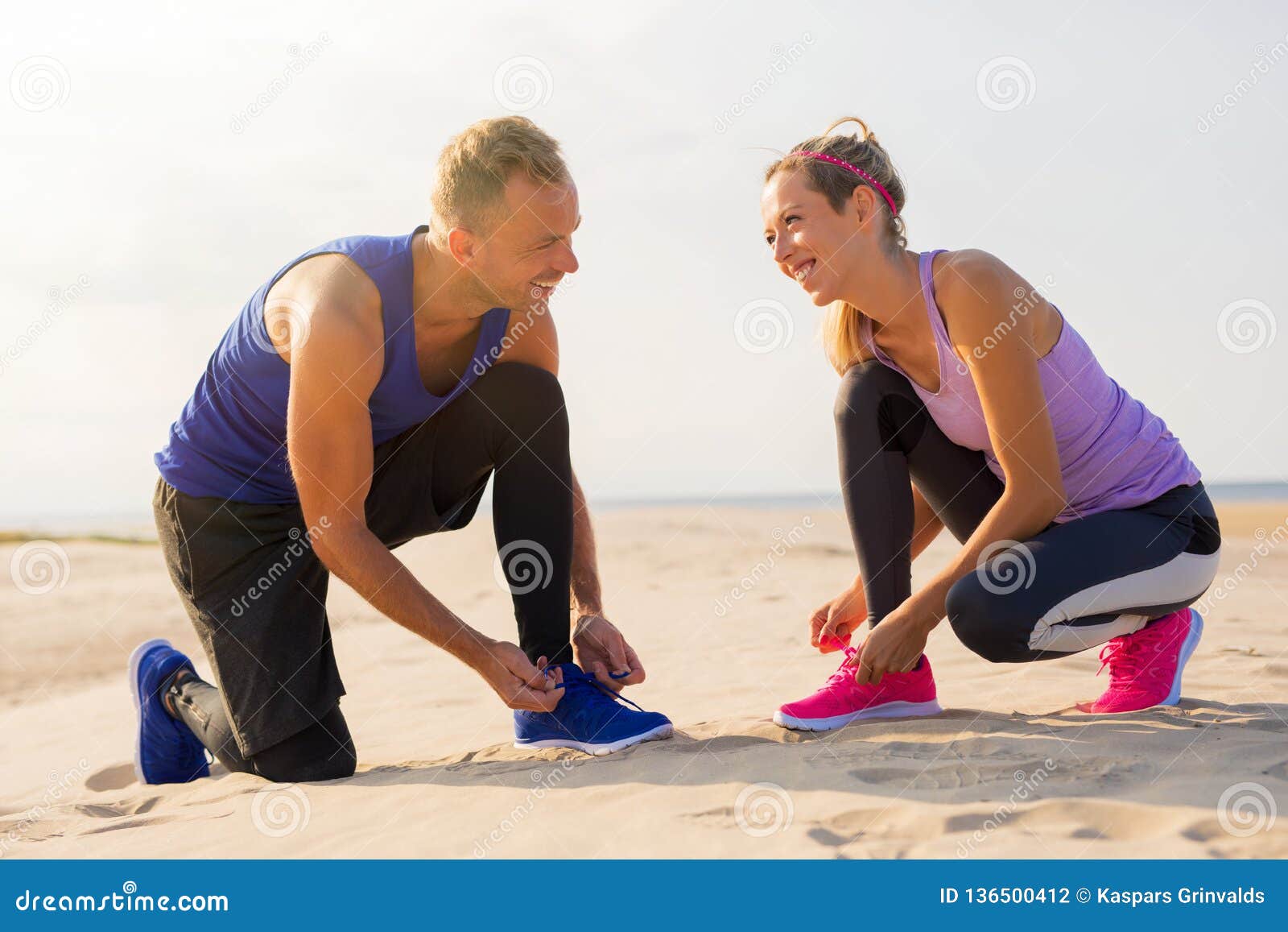 Couple Getting Ready for Training Outdoors Stock Photo - Image of ...