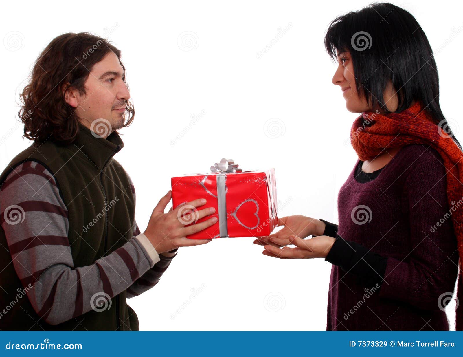 Couple giving a present stock image. Image of gift, business - 7373329