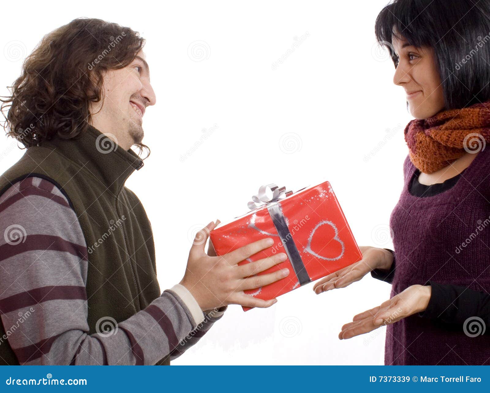 Couple giving a present stock image. Image of business - 7373339
