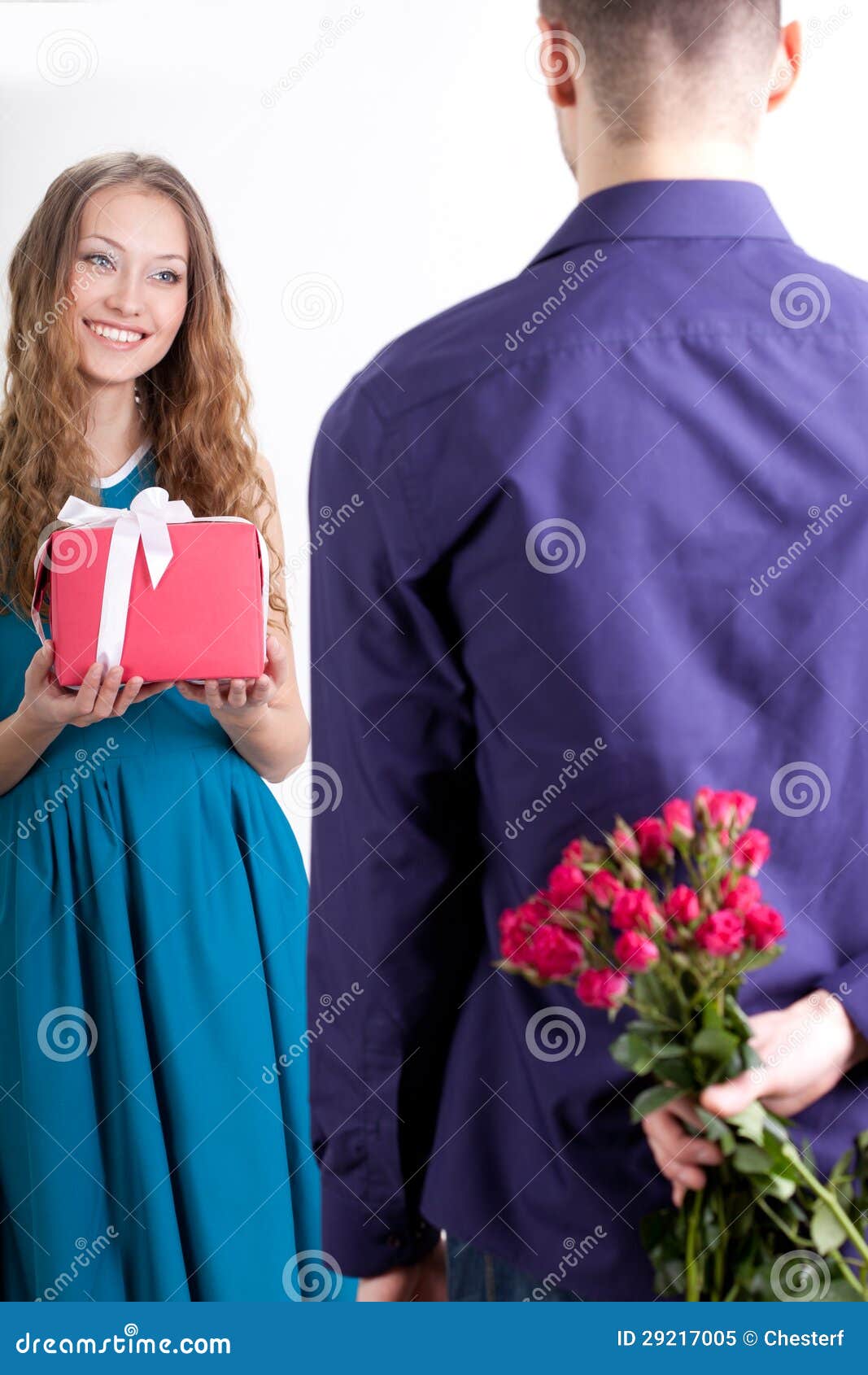 Couple Giving Presents To Each Other Stock Image - Image of happines ...