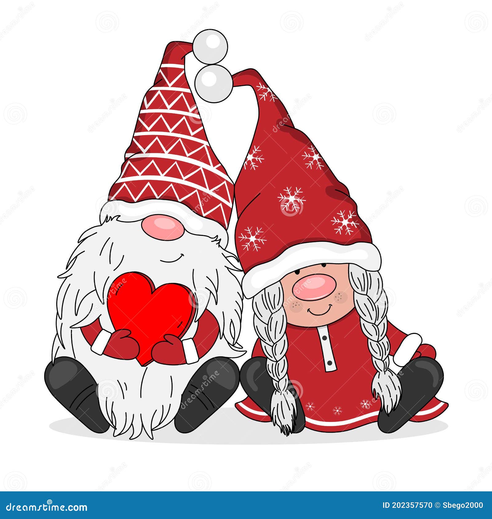 Couple of gnomes in love. stock vector. Illustration of heart - 202357570