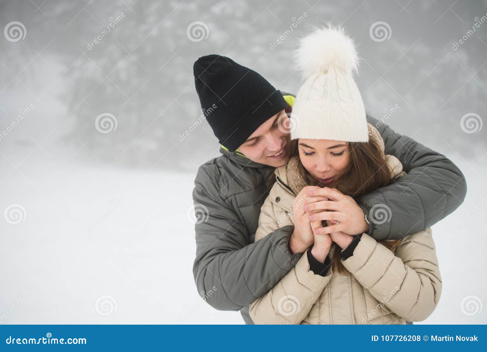 Couple Going Cold Sheltered in Winter Outdoors Stock Photo - Image of ...