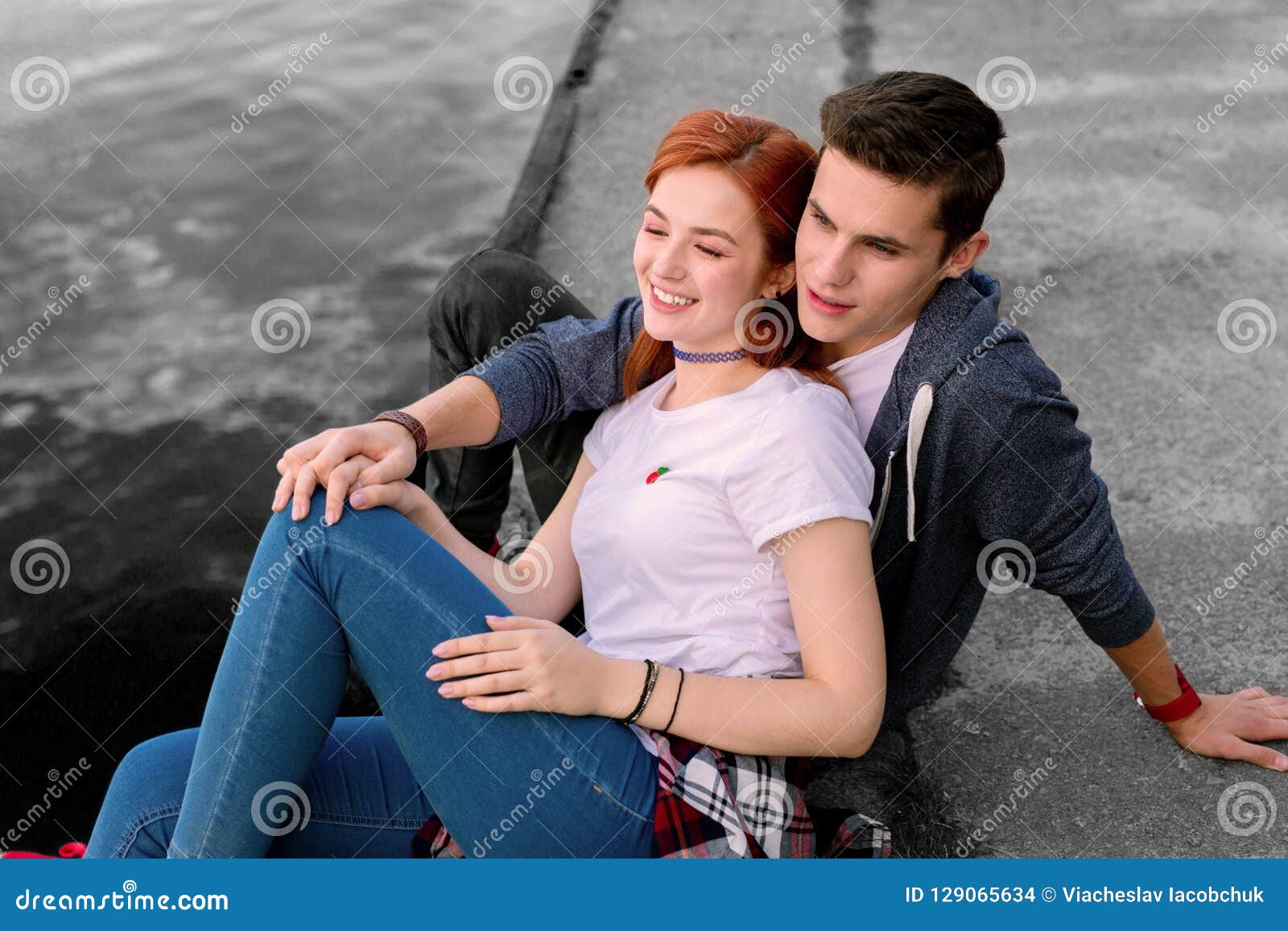 Couple of Good-looking Students Falling in Love while Spending Evening ...