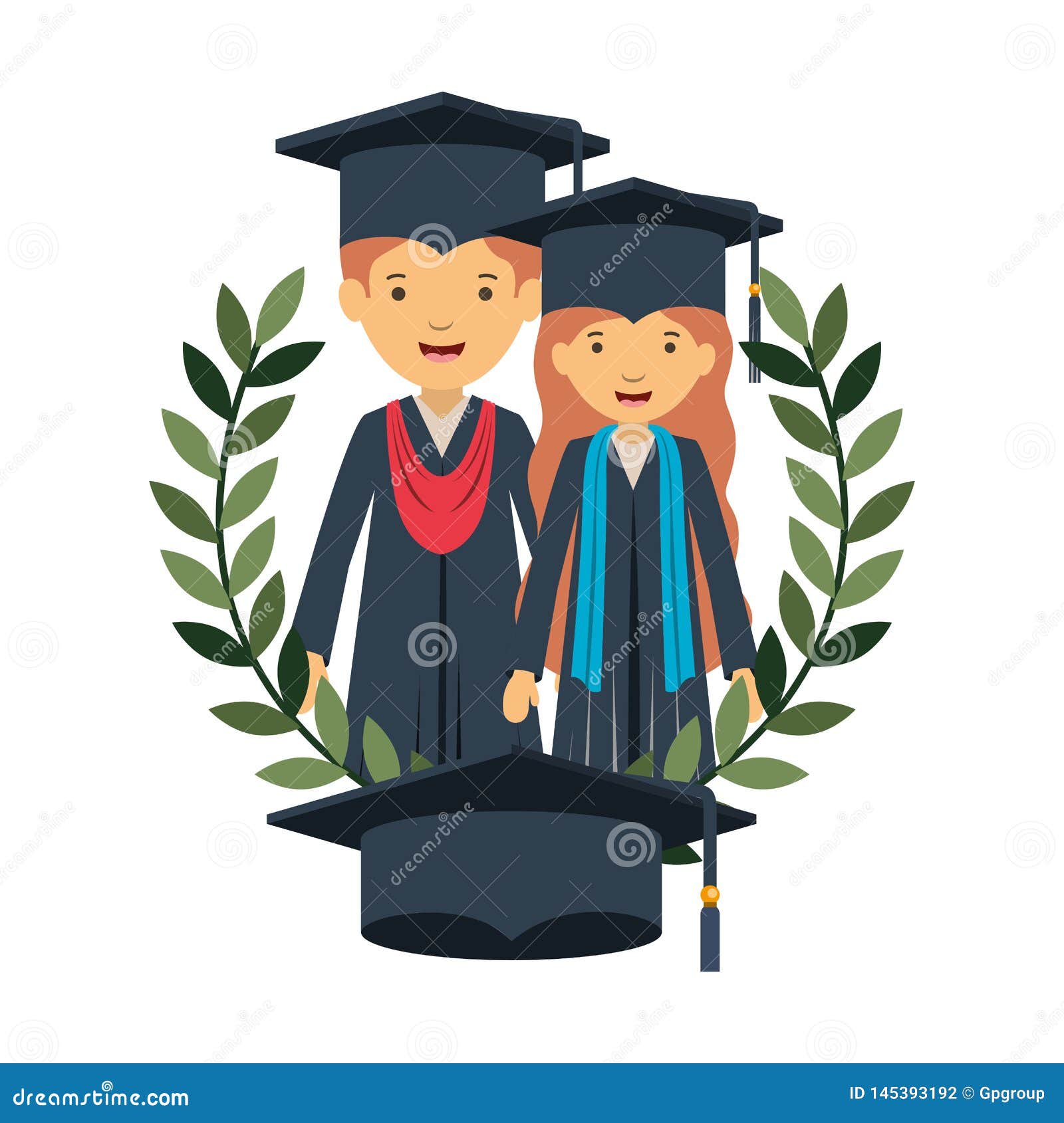 Couple of Graduates Avatar Character Stock Vector - Illustration of ...