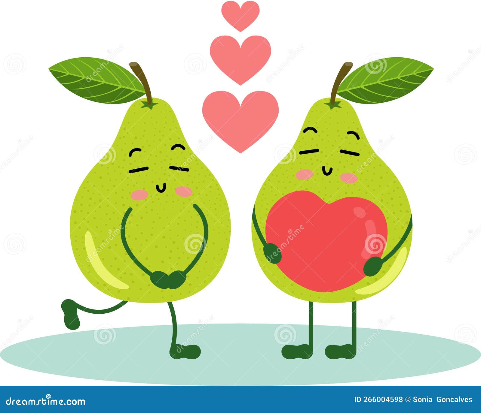 Couple of Green Pears in Love Stock Vector - Illustration of healthy ...