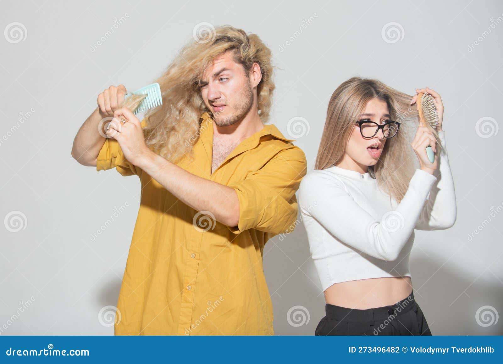 Couple with Hair Loss Problem on Studio. Stock Photo - Image of ...