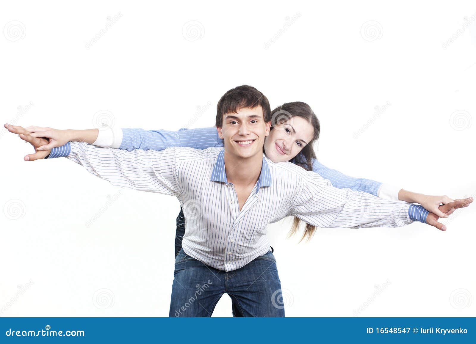 Couple with the Hands Lifted Upwards Stock Image - Image of girlfriend ...