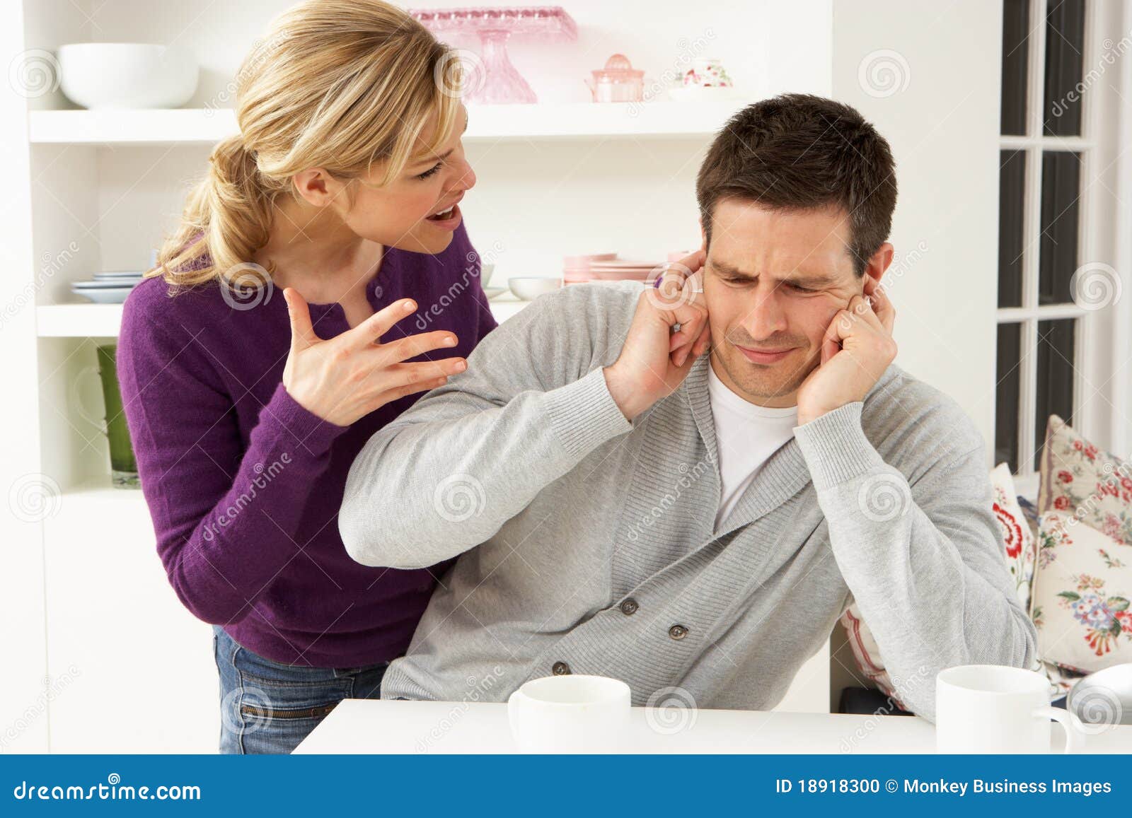 Couple Having Argument at Home Stock Photo - Image of thirties, anger ...