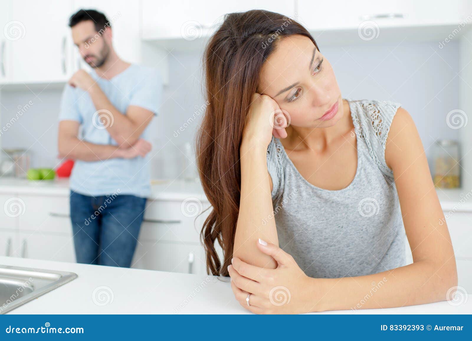 Couple Having Argument in Kitchen Stock Image - Image of selective ...