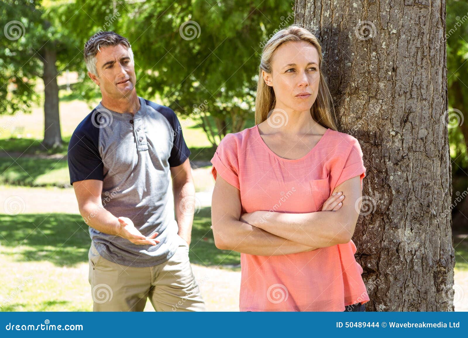 Couple Having an Argument in the Park Stock Photo - Image of green ...
