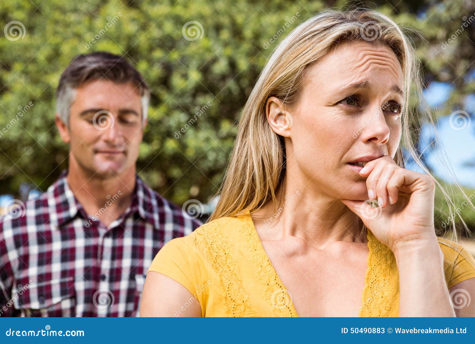 Couple Having an Argument in the Park Stock Image - Image of problems ...