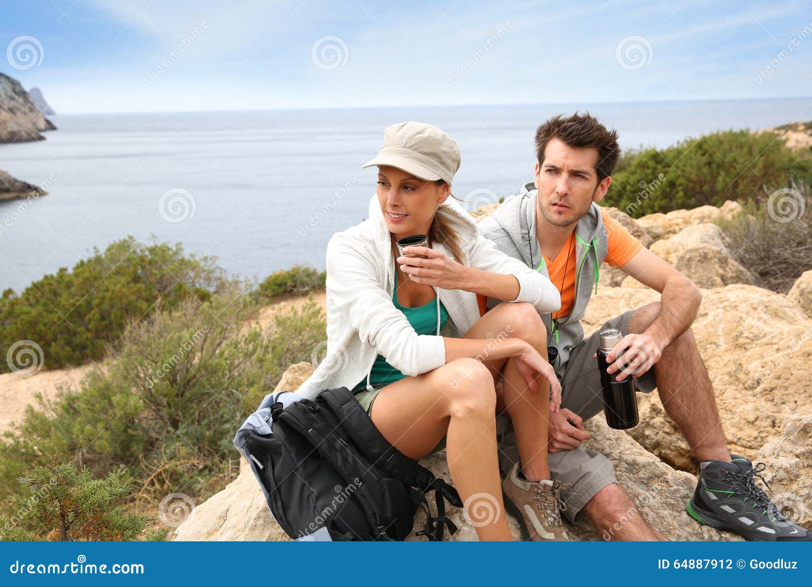 Couple Having a Break on Island Stock Photo - Image of hiking, balears ...
