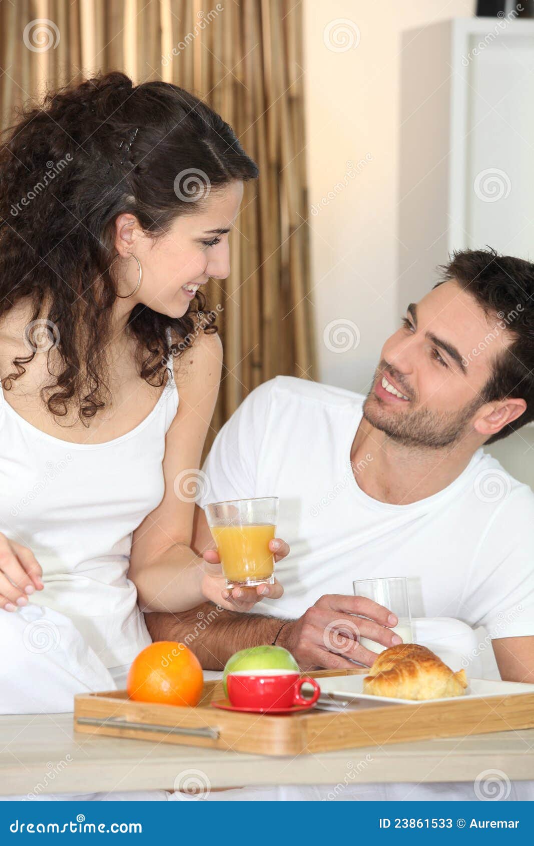 Couple having breakfast stock image. Image of brown, morning - 23861533