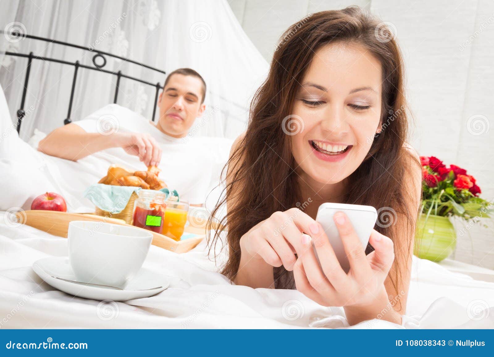 Couple Having Breakfast in Bed Stock Image - Image of relationship ... Couple Having Breakfast in Bed Stock Image - Image of relationship ...