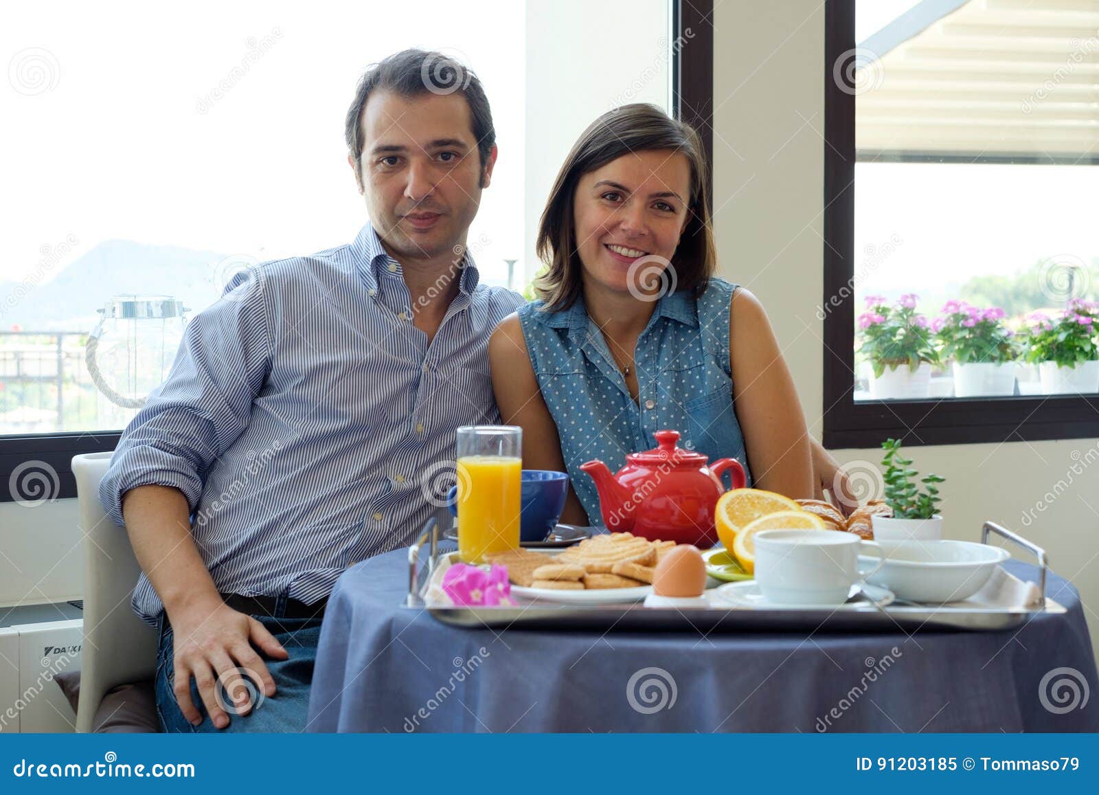 Couple Having Breakfast in Hotel during Vacations Stock Image - Image ...